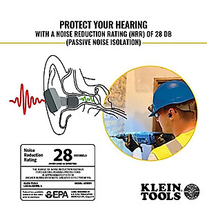 Klein Tools AESEB1 Bluetooth Jobsite Earbuds, Wireless Hearing Protection Earplugs with 28dB Noise Reduction Rating, 15-Hour Playtime