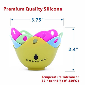 Egg Poacher – COZILIFE Silicone Egg Poaching Cups with Ring Standers, For Microwave or Stovetop Egg Cooking, Kraft Box Packing, BPA Free, Pack of 4