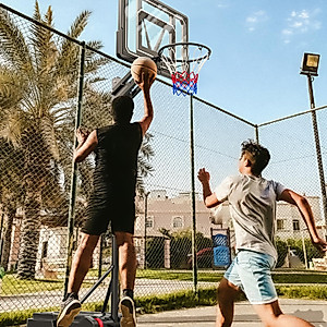 Atufare Portable Basketball Hoop Outdoor for Kids Youth - 5.5FT-9.5FT Easy Height Adjustable Stand System w/Shatterproof Backboard - Indoor Outside Basketball Goal Court with Free Weighted Bag, Black