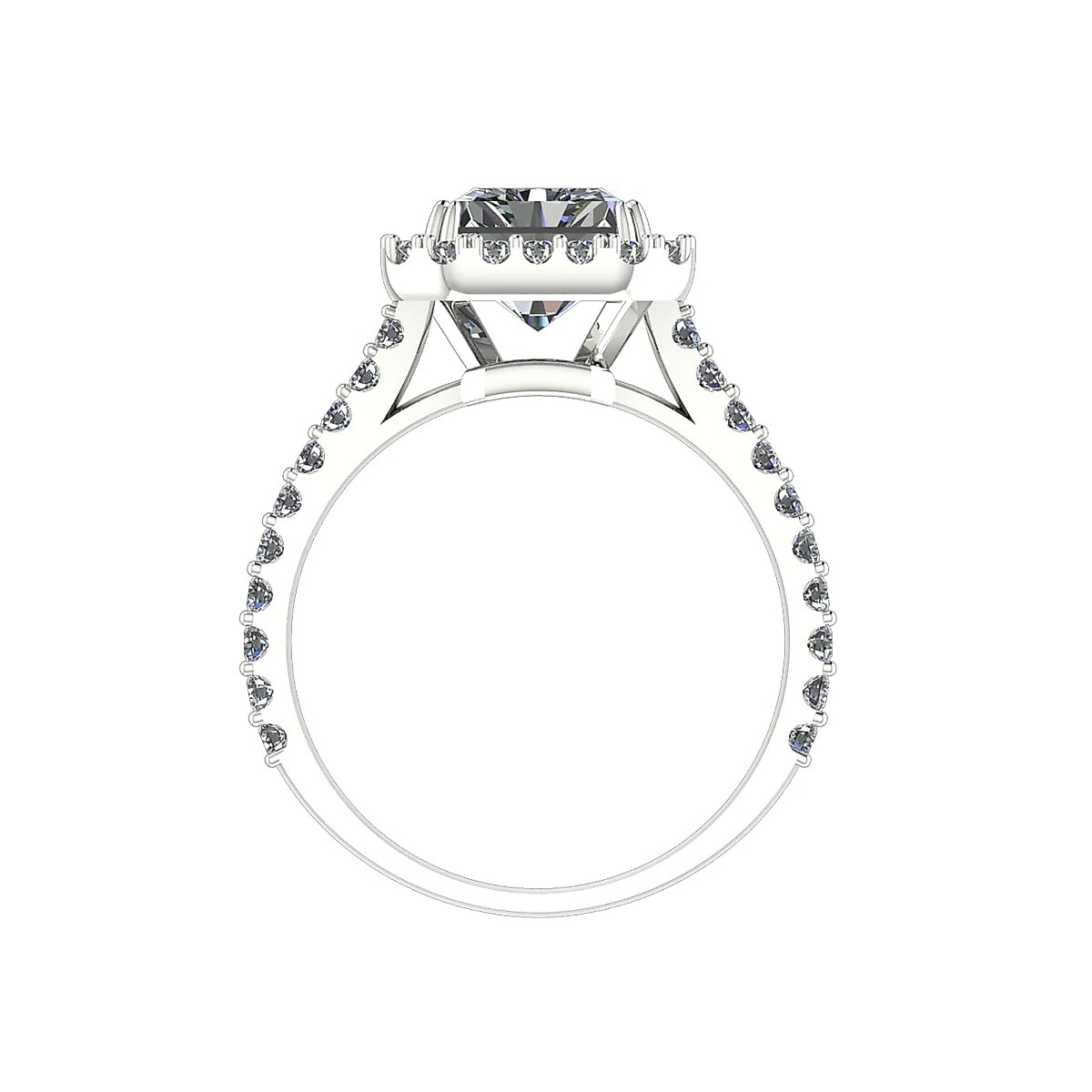 Houston Diamond District Forever One (D-F) Radiant-cut Moissanite Engagement Ring 3 Carat (ctw) in 14k White Gold