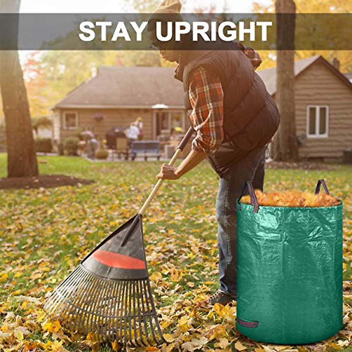 Garden Waste Bag, LAMA [3Pack 72 Gallons] Reusable Garden Bags Heavy Duty Gardening Bags, Leaf Yard Waste Container Bag with 4 Handles for Gardening Lawn Pool Waste Bin