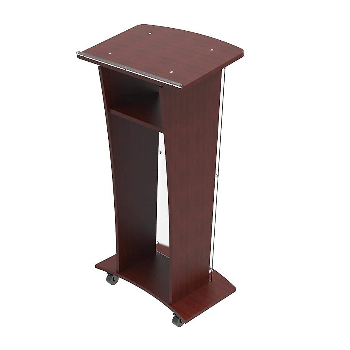 FixtureDisplays® Wood Podium with Frost Acrylic Front Panel, 46.5 Tall Pulpit Lectern, Easy Assembly Required 1803-5