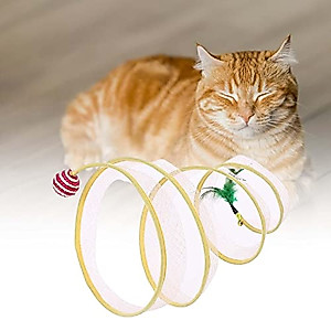 Gralara Cat Tunnel Tube Collapsible Pet Interactive Toy Playing Tent for Puppy Kitten Accessories Home, Sisal Round