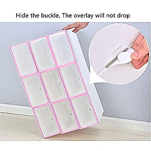 Shoe Storage Boxes 12 Pack Foldable Plastic Transparent Shoe Box Storage Clear Organizer Stackable Shoe Containers with lids Display Sneakers (White)