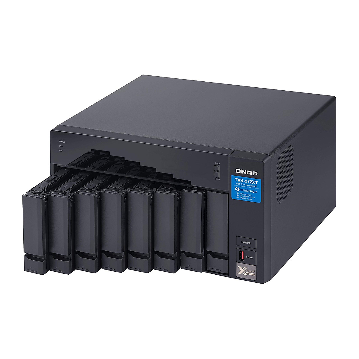QNAP TVS-872XT-i7-16G-US Ultra-High Speed 8 Bay Thunderbolt™ 3 NAS. Intel® Core™ i7 6-Core Procssor, 16GB RAM