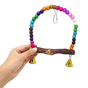 HONBAY Wooden Bird Swing Perch Parrot Hanging Toy for Small Sized Birds