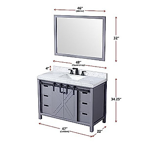 Lexora Home Marsyas 48" Single Vanity with Mirror in Dark Gray