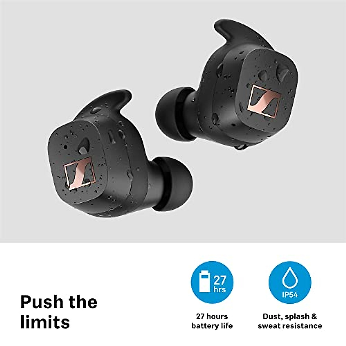 Sennheiser Sport True Wireless Earbuds - Bluetooth in-Ear Headphones, Music and Calls with Adaptable Acoustics, Noise Isolation, Touch Controls, IP54 27-Hour Battery, Black