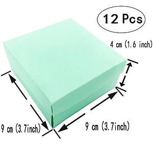 Small Square Turquoise Candy Box Blue Wedding Favors Teal Gift Boxes with Lids and Silk Ribbon for Wedding Baby Bridal Showers Birthday Party Supply, 12pc (Aqua Blue)