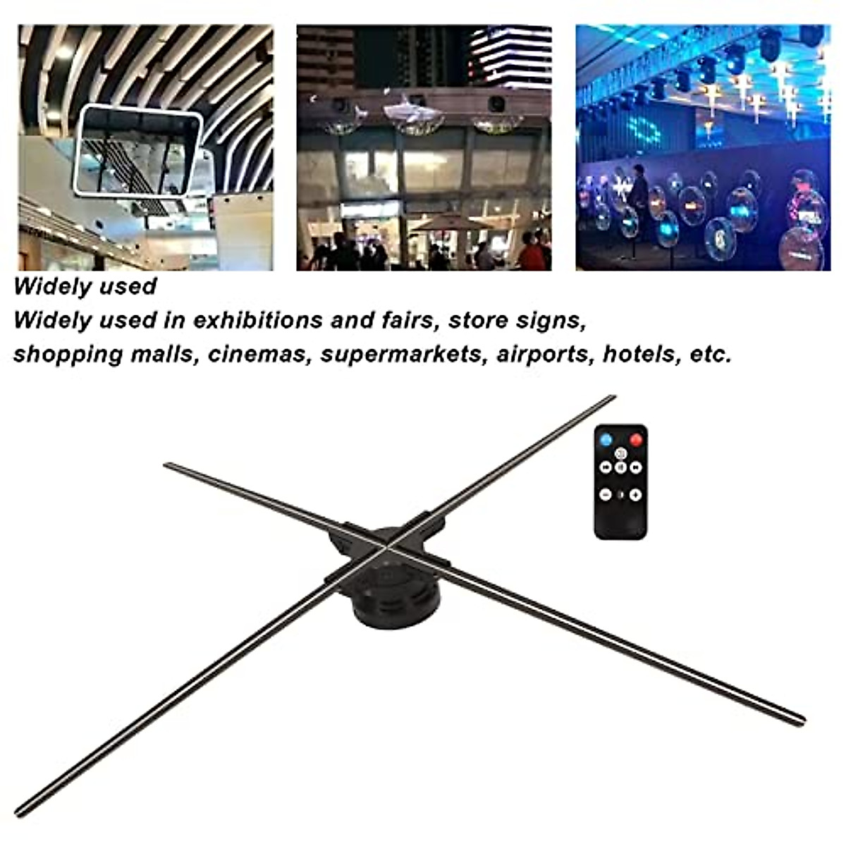 3D Hologram Advertising Display Fan 33.5inch, 1600×1600 Hi Resolution and APP Control, 8G Built in, LED Light 3D Holographic Projector Fan for Business Store Shop Bar(US)