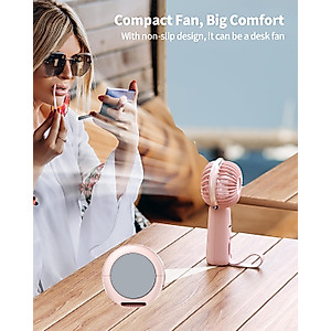coldSky Portable Handheld Mini Fan, 3 Speeds Personal Small Fan For Makeup Eyelash, Cute Design Rechargeable Desk Fan With Non-slip Base For Travel, Bedroom, Woman, Men
