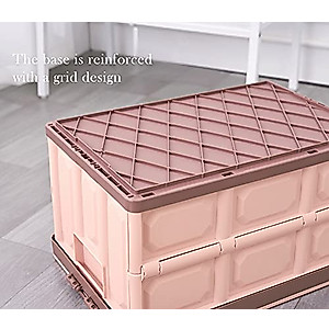 JUJIAJIA Pink Collapsible Storage Bins with Lids 2-Pack, Folding Plastic Stackable Utility Crates 30L, Durable Containers for Home & Garage Organization