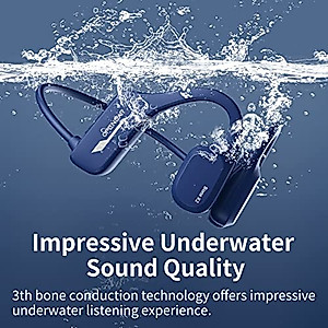 Bone Conduction Headphones Bluetooth Swimming Headphones, Hiteblaz IP68 Waterproof Underwater Headphones for Swimming Earbuds, Clear Call, Open Ear Wireless 8G Memory for Running(Black-X2)