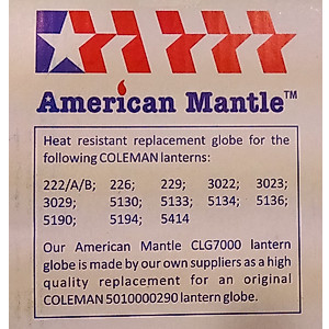 American Mantle Clear Lantern Globe Compatible Replacement for Coleman Model 5010000290