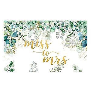 Funnytree Rustic Miss to Mrs Bridal Shower Backdrop Green Forest Leaves Floral Background Wedding Bride to Be Engagement Bachelorette Decoration Supplies Photo Booth Props