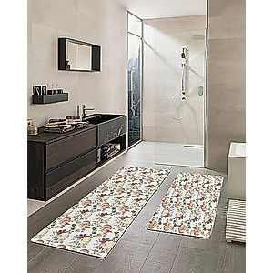 Harvest Pumpkins Bath Mat for Tub,Non Slip Bathroom Floor Runner Rug Quick Dry & Absorbent Diatomaceous Earth Shower Sink Kitchen Washable Doormat,Fall Autumn Thanksgiving Maple Leaves 16x24+16x47