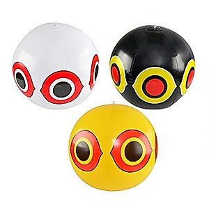Home-X Bird Deterrent Balloons, Scare Birds Away, Garden Protection from Animals, Scarecrows for Garden, Set of 3, Multicolored, Each 40" D x 20.5" H