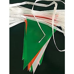 40 Meters/131 Feet Waterproof PE Green White and Orange Pennant Bunting Banner St. Patrick's Day Parade Decorations Irish National Day Flags, Garden Street Bar Festive Decor, (USAPEGREEN02)