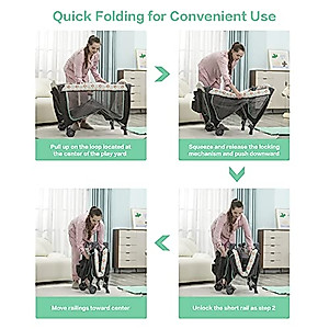 Pamo Babe Portable Crib for Baby Nursery Center Playard Baby Playpen Travel Crib Diaper Changer with Mattress