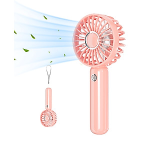RNKRUN Portable Mini Fan, HandHeld Small Personal Battery Operated Fan Quiet usb Rechargeable 3 Speed makeup Lash Fan for Outside Travel Patios Indoor Shop Women Men Kids Girl Eyelash, pink