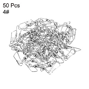 PATIKIL Fishing Barrel Swivel with Safety Snap, 50Pcs 26lb Carbon Steel Solid Ring Terminal Tackle for Saltwater Freshwater Fishing, Silver