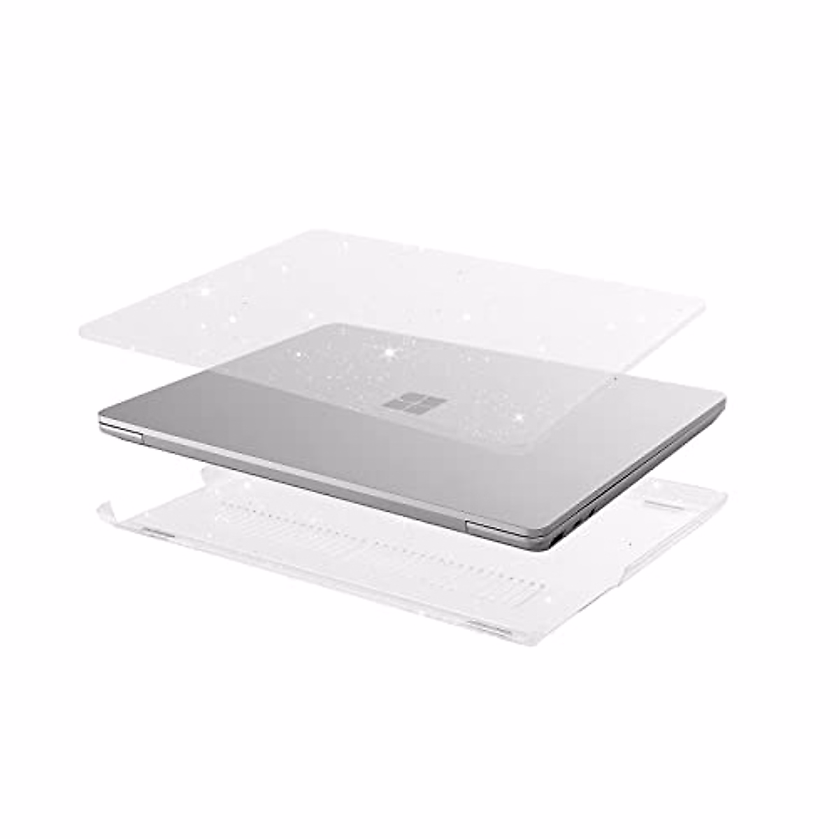 MOSISO Case Only Compatible with Microsoft Surface Laptop Go 2/1 12.4 inch 2022 2020 Release (Models: 2013 & 1943), Protective Glitter Sparkly Plastic Hard Shell Case Cover, Transparent