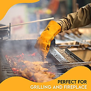 Guardian Leather Welding Heat Resistant Gloves – 16” All-In-One Stick/Mig/ Tig Welding Gloves Use as Mitts BBQ Gloves, Grill Gloves, Oven Gloves & More - Built to Last with Industrial Strength Sewing