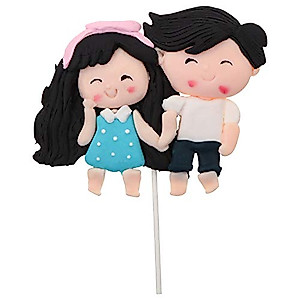 VALICLUD Adorable Lovers Design Cupcake Ornament Polymer Clay Cake Decoration Party Supply