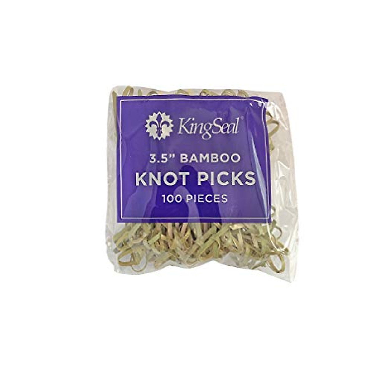 KingSeal Bamboo Wood Flower Knot Picks, Skewers, 3.5 Inches, Perfect for Cocktails and Appetizers - 2 Packs of 100 Each (200 Count)