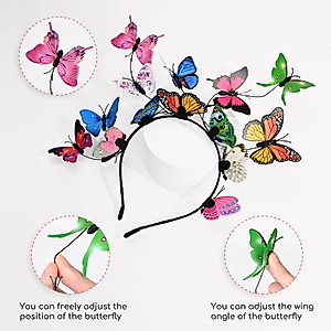 DEEKA Butterfly Headbands Fascinators Hat Costume Crown Colorful Handmade Headpiece for Women and Girls - P-Multi