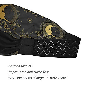 JHKKU Sun Moon Vintage Sport Sweatbands Non Slip Breathable Workout Headbands Elastic Sport Hair Bands for Women Yoga Running Outdoor Sports Travel Gym