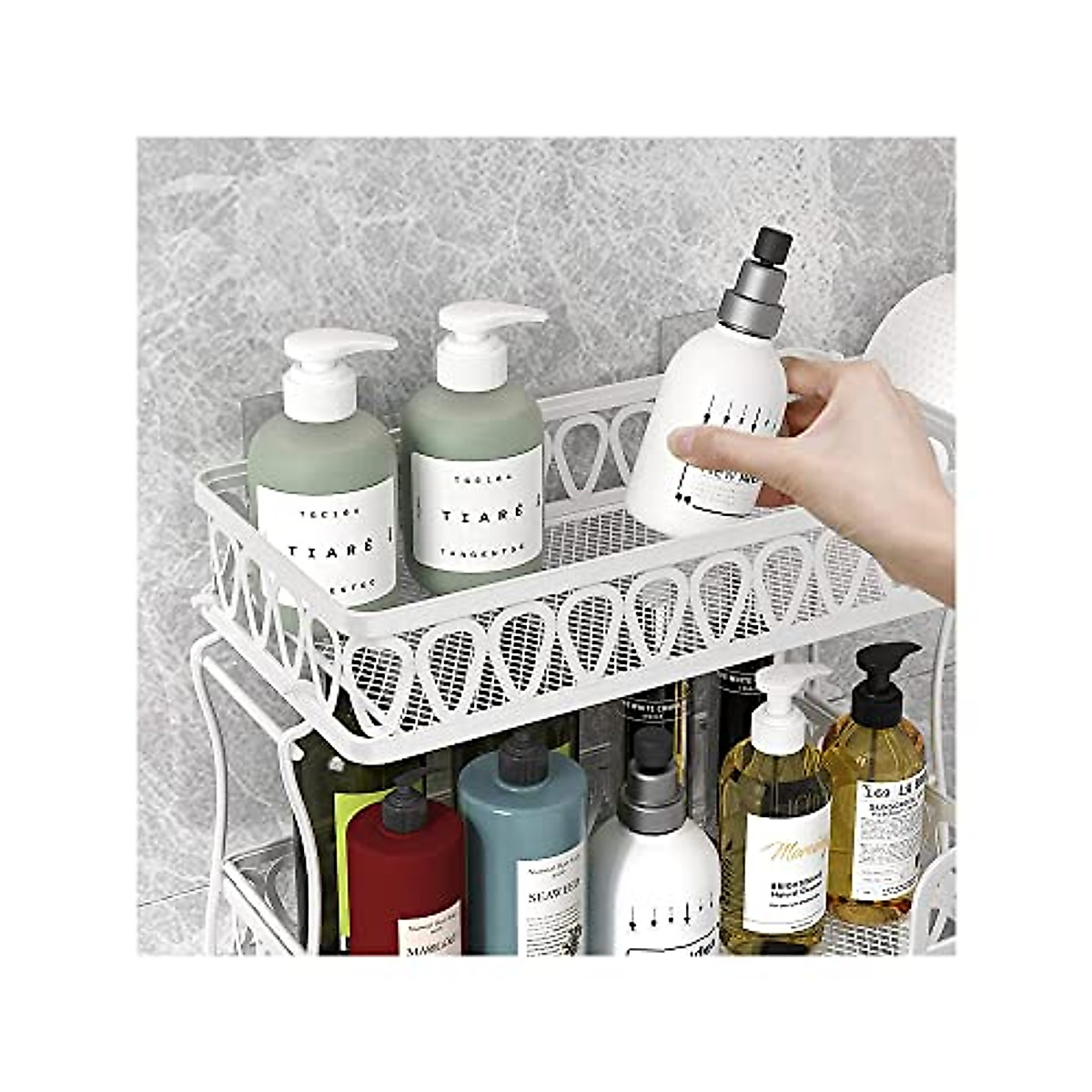 Shower Caddy Organizer Shelf Basket With Towel Rack,LGEMEE No Drilling Traceless Adhesive Bathroom Shelf Storage Organizer for Bathroom,Lavatory,Washroom,Restroom,Shower,Toilet,Kitchen(White)