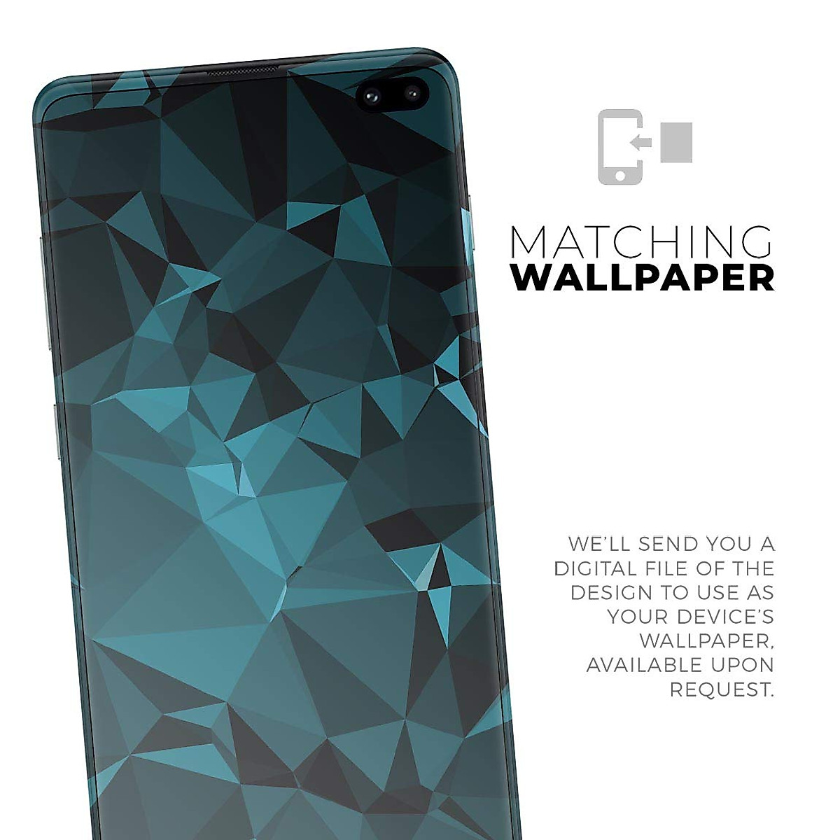 DesignSkinz Turquoise and Black Geometric Triangles Protective Vinyl Decal Wrap Skin Cover Compatible with The Samsung Galaxy S20 (Screen Trim & Back Glass Skin)