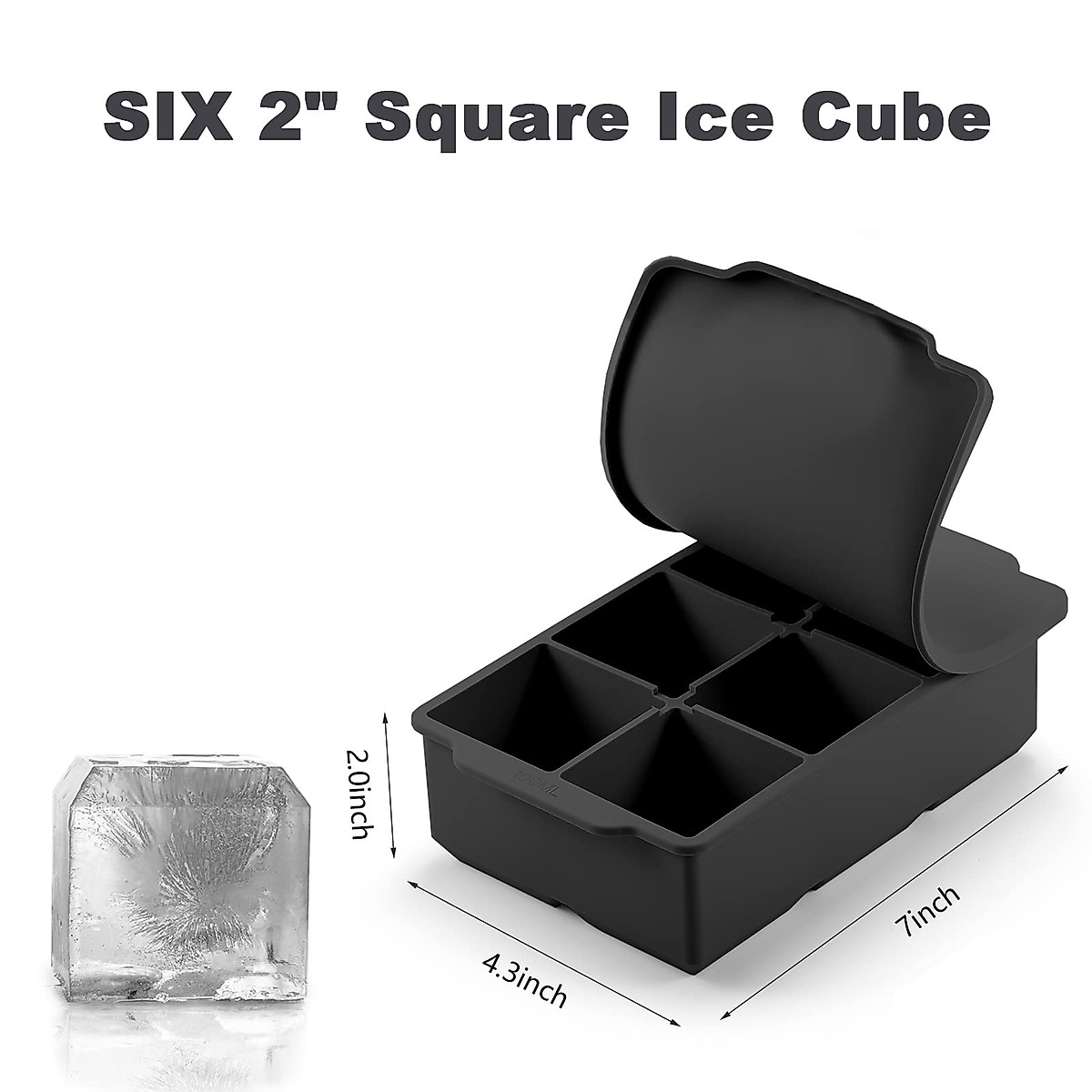 Nax Caki Large Ice Cube Molds Tray with Lid, Stackable Big Silicone Square Ice Cube Mold for Whiskey Cocktails Bourbon Soups Frozen Treats, Whiskey Gifts for Men from Daughter Wife Son Kids