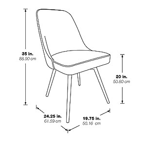 OSP Home Furnishings Martel Swivel Chair with Padded Seat and Black Legs for Dining or Home Office Use, Charcoal Herringbone Fabric