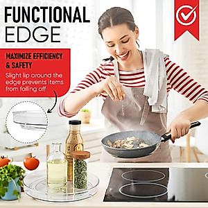 Clear Lazy Susan Organizer - 2PK - 9 Inch - Turntable Organizer - Acrylic Lazy Susan Organizer for Cabinet, Kitchen, Pantry, Fridge & Bathroom - Lazy Susan for Refrigerator - Vanity Countertop