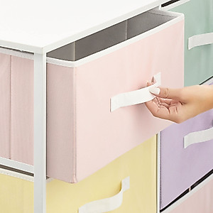 mDesign 38.31" High Steel Frame/Wood Top Storage Dresser Furniture Unit with 8 Removable Fabric Drawers - Large Bureau Organizer for Bedroom, Living Room, or Closet - Jane Collection, Bright/Multi