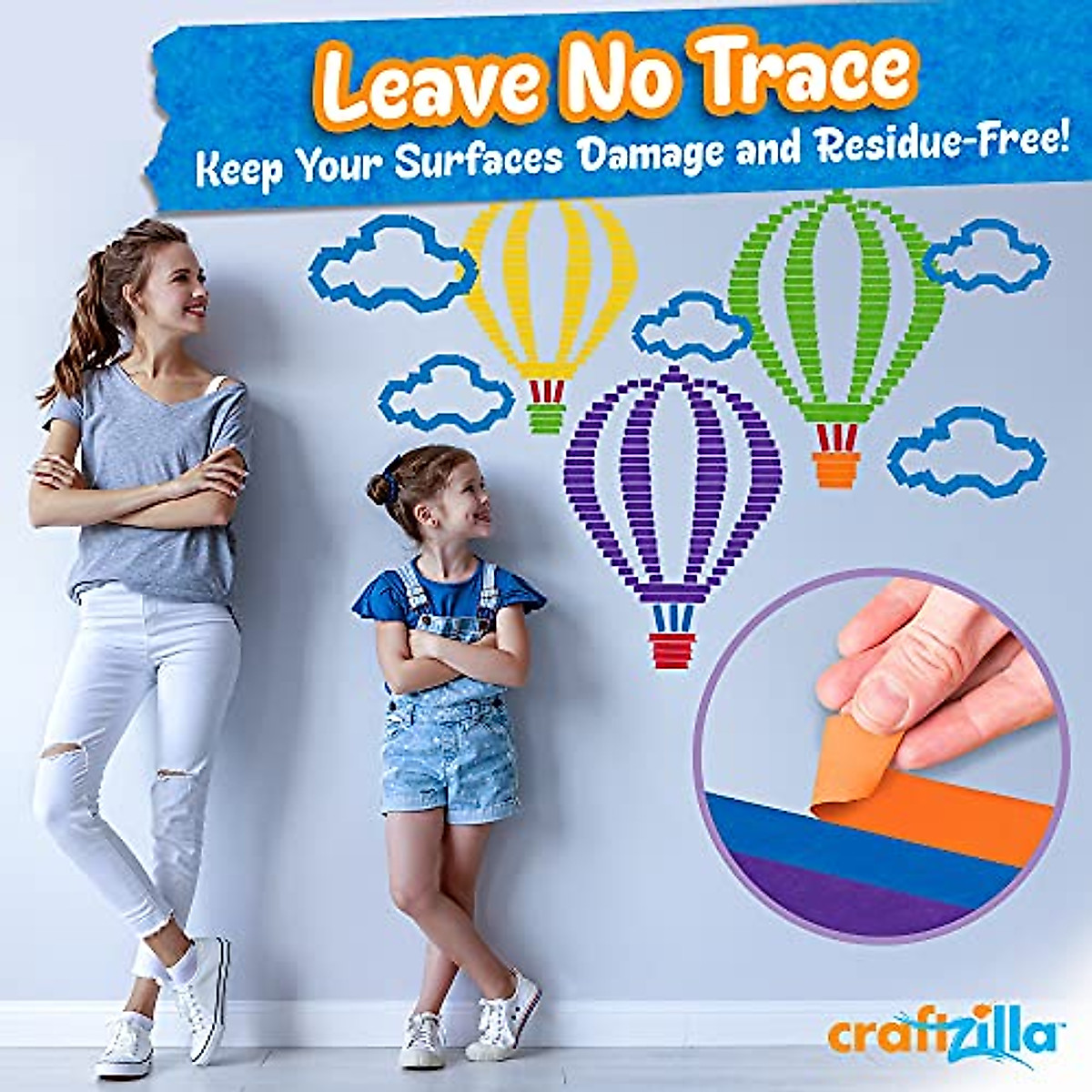 Craftzilla Colored Masking Tape – 7 Roll Multi Pack – 210 Feet x 1 Inch of Colorful Craft Tape – Vibrant Rainbow Colored Painters Tape – Great for Arts & Crafts, Labeling and Color-Coding