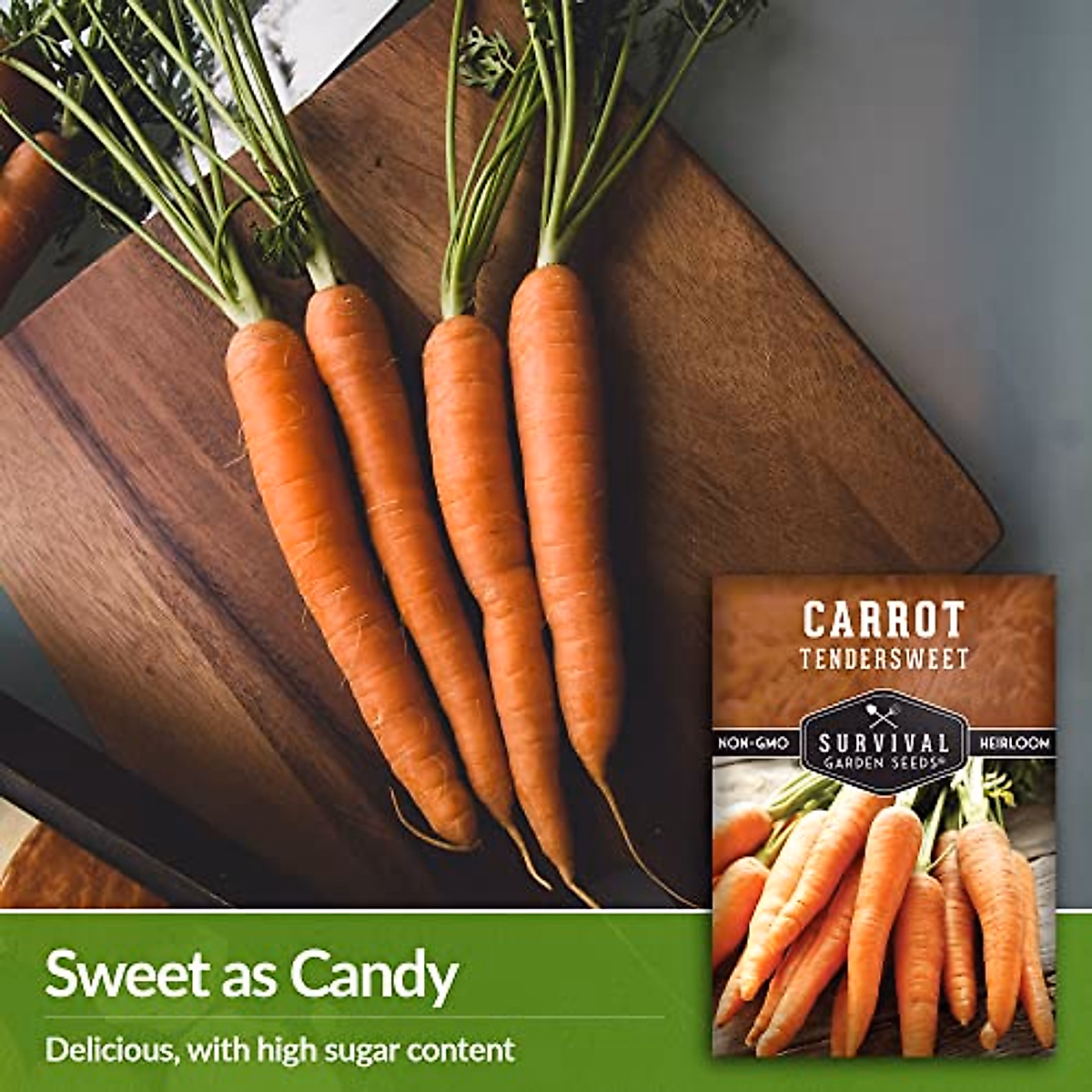 Survival Garden Seeds - Tendersweet Carrot Seed for Planting - Packet with Instructions to Plant and Grow Long Crunchy Orange Carrots in Your Home Vegetable Garden - Non-GMO Heirloom Variety