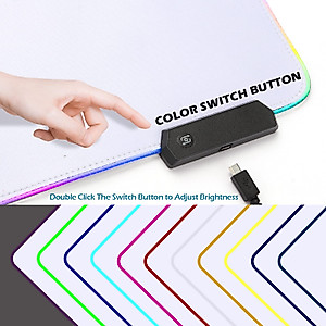 RGB Mouse Pad, Large Led Gaming Mouse Mat with 14 Lighting Modes, Smooth Waterproof Surface, Non-Slip Rubber Base, Computer Keyboard Mousepad (31.5 x 11.8 x 0.2 Inch, White)