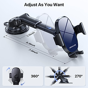 Miracase 3-in-1 Cell Phone Holders for Your Car, Universal Car Phone Holder Mount for Dashboard Air Vent Windshield Compatible with iPhone 15 14 13 12 14 Pro Max Xs XR X, Galaxy Blue