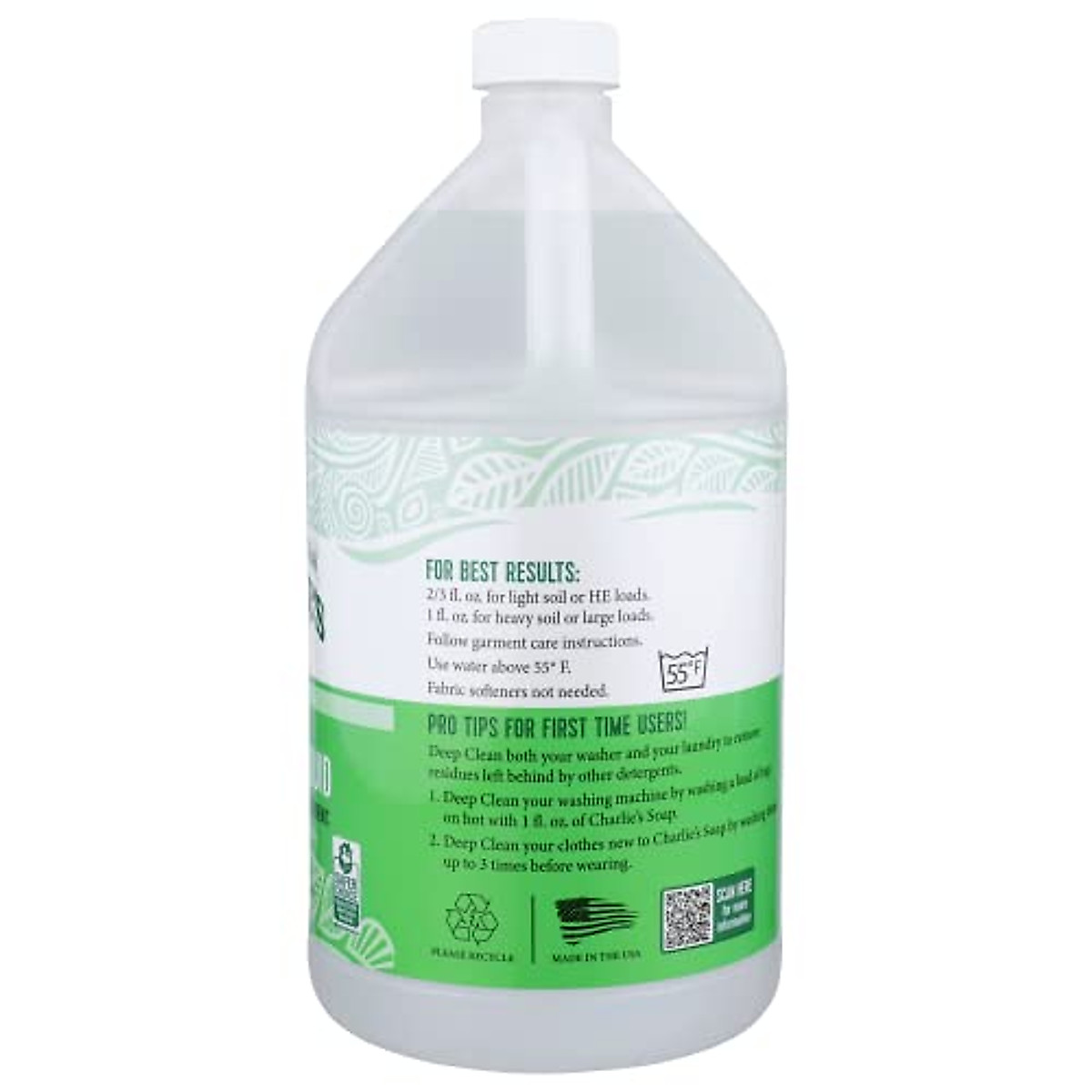 Charlie's Soap HE Hypoallergenic Liquid Laundry Detergent with Pump, 1 Gallon