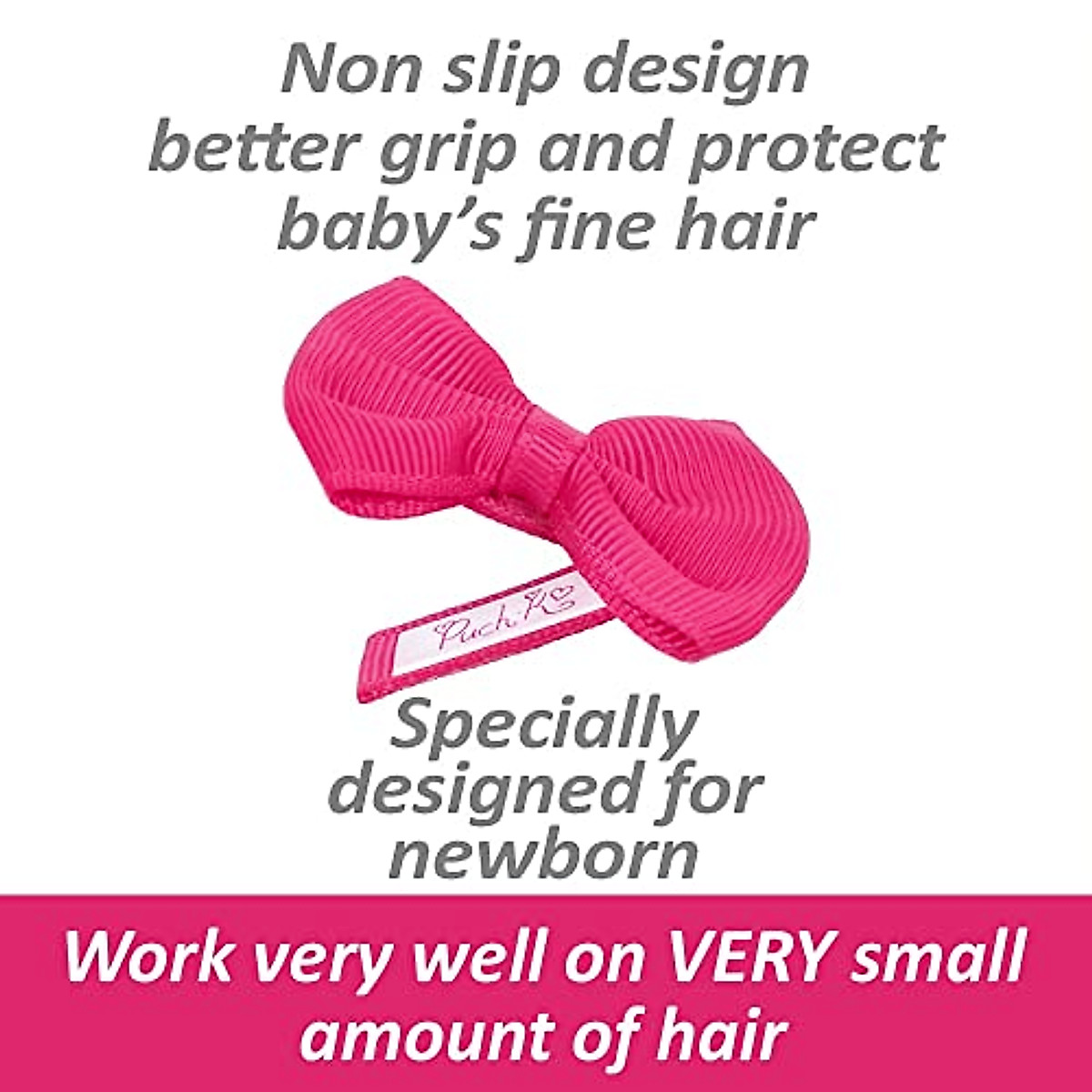 PUCH-KO Newborn Baby Grip Like Snap Hair Clips Tiny Bow Non Slip Barrettes For Infant Fine Hair Mini Bow Girl
