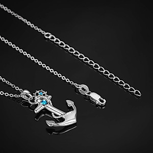 Cuoka Anchor Necklace, Sterling Silver Anchor Pendant Sailor Necklace Nautical Jewelry Anchor Jewelry for Women Gifts for Best Friend (Silver1)