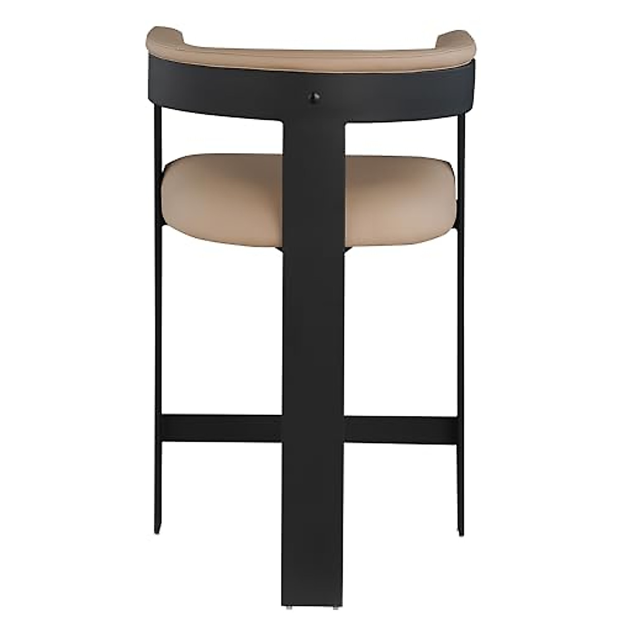 Meridian Furniture 414Tan-C Romeo Collection Modern | Contemporary Counter Stool with Soft Tan Vegan Leather, Matte Black Metal Frame, 22.5" W x 20" D x 35.5" H, Tan, Set of 2