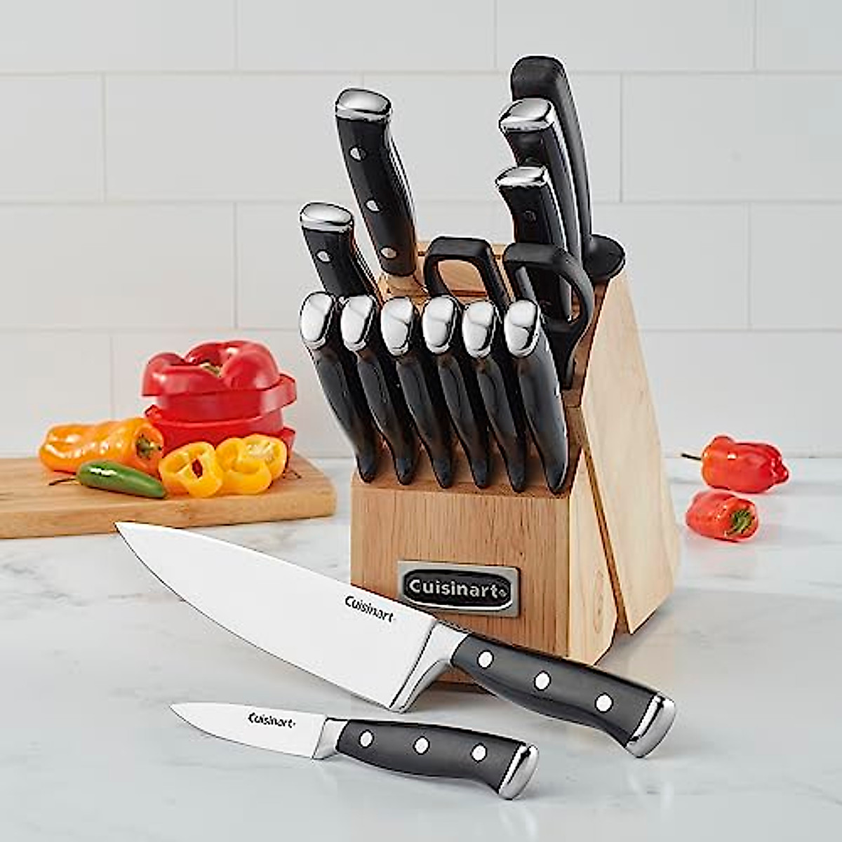 Cuisinart 15-Piece Knife Block Set, Triple Rivet Collection, Black, C77BTR-15P