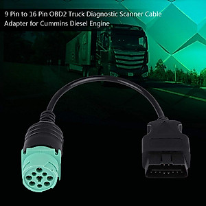 OBD2 Adapter, 9 Pin to 16 Pin OBDII Truck Diagnostic Scanner Cable Adapter Connector for Diesel Engine
