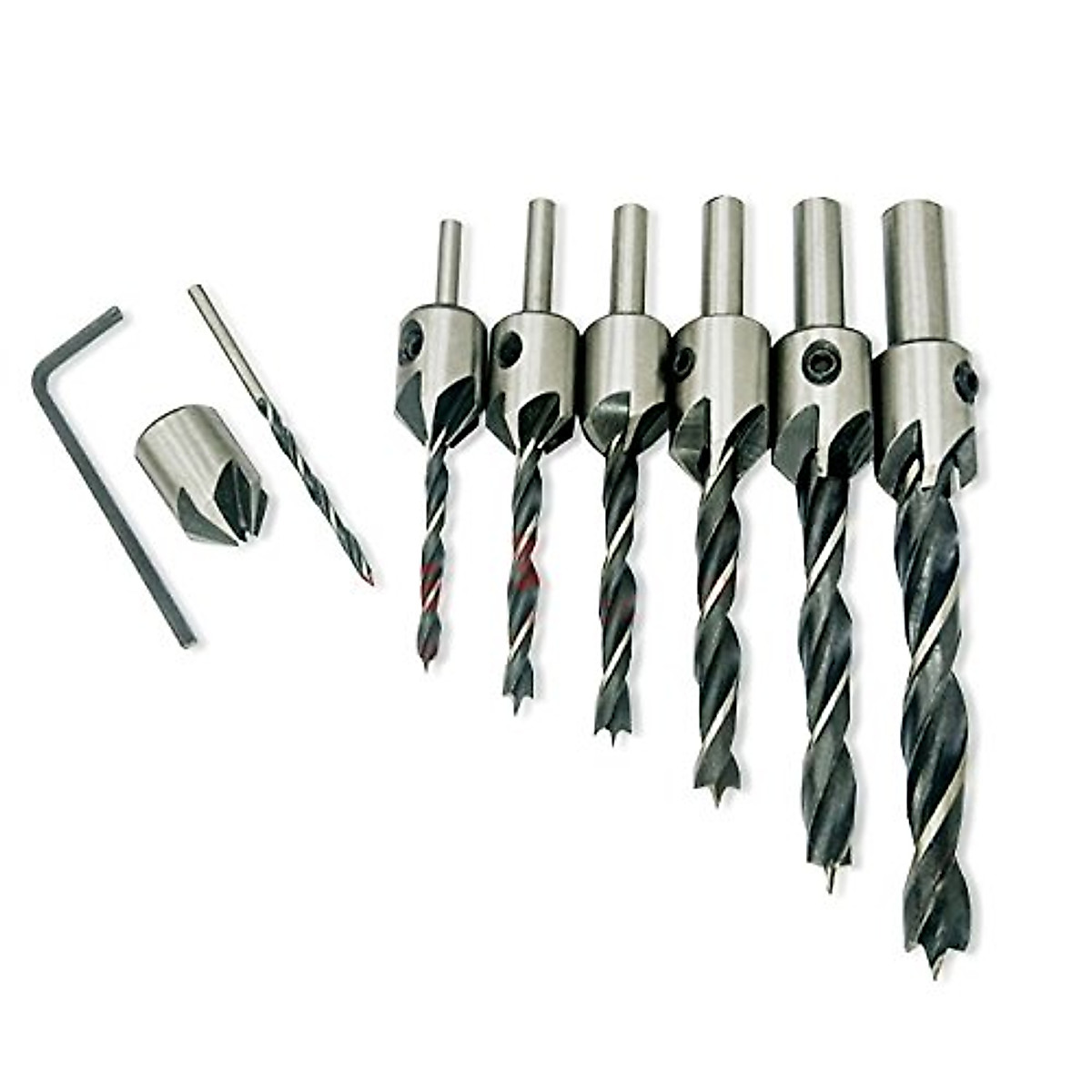 NUZAMAS 7pcs HSS Countersink Drill Bits Set Woodworking Reamer Chamfer Tool, 3-10mm Pre-Drill Counterbore Drill Bits Made for Screw