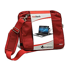 Navitech Red Sleek Premium Water Resistant Shock Absorbent Carry Bag Case Compatible with The ASUS Chromebook C204 11.6" / ASUS Chromebook C214 11.6" / ASUS Chromebook Flip C434 14"