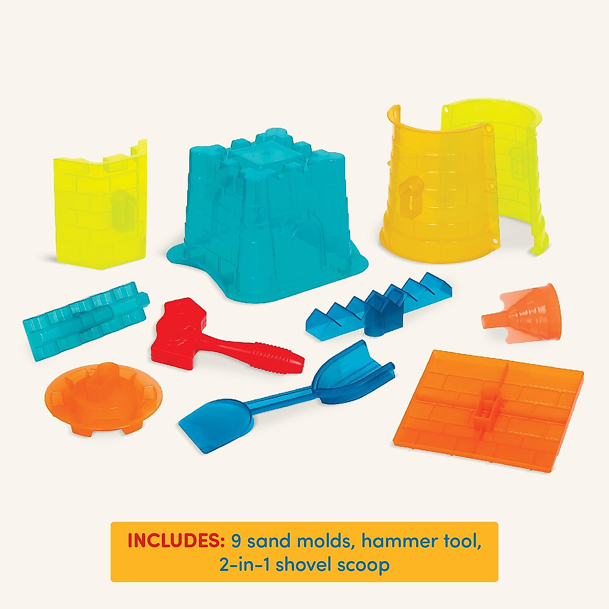 Battat – Sand Toys For Kids – 11Pc Sandcastle Building Kit With Molds And Shovel – Outdoor Sandbox Toys – Sand Castle Play Set – 3 Years + – Sand Castle Play Set